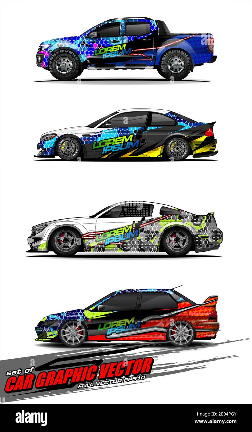 set of vehicle graphic kit vector. Modern abstract background for car ...