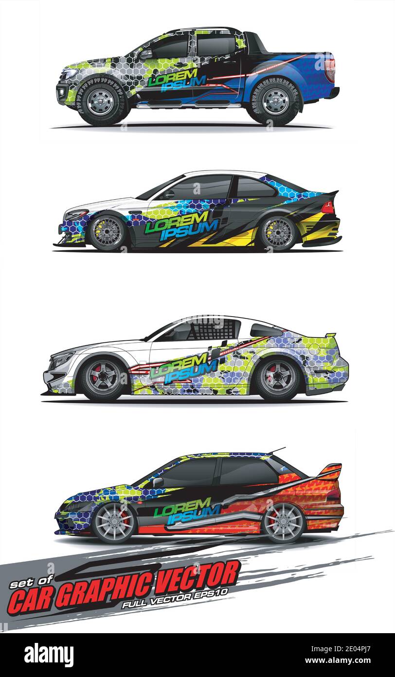 set of vehicle graphic kit vector. Modern abstract background for car ...
