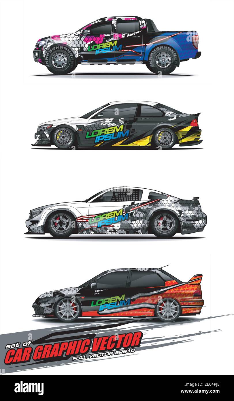 set of vehicle graphic kit vector. Modern abstract background for car ...