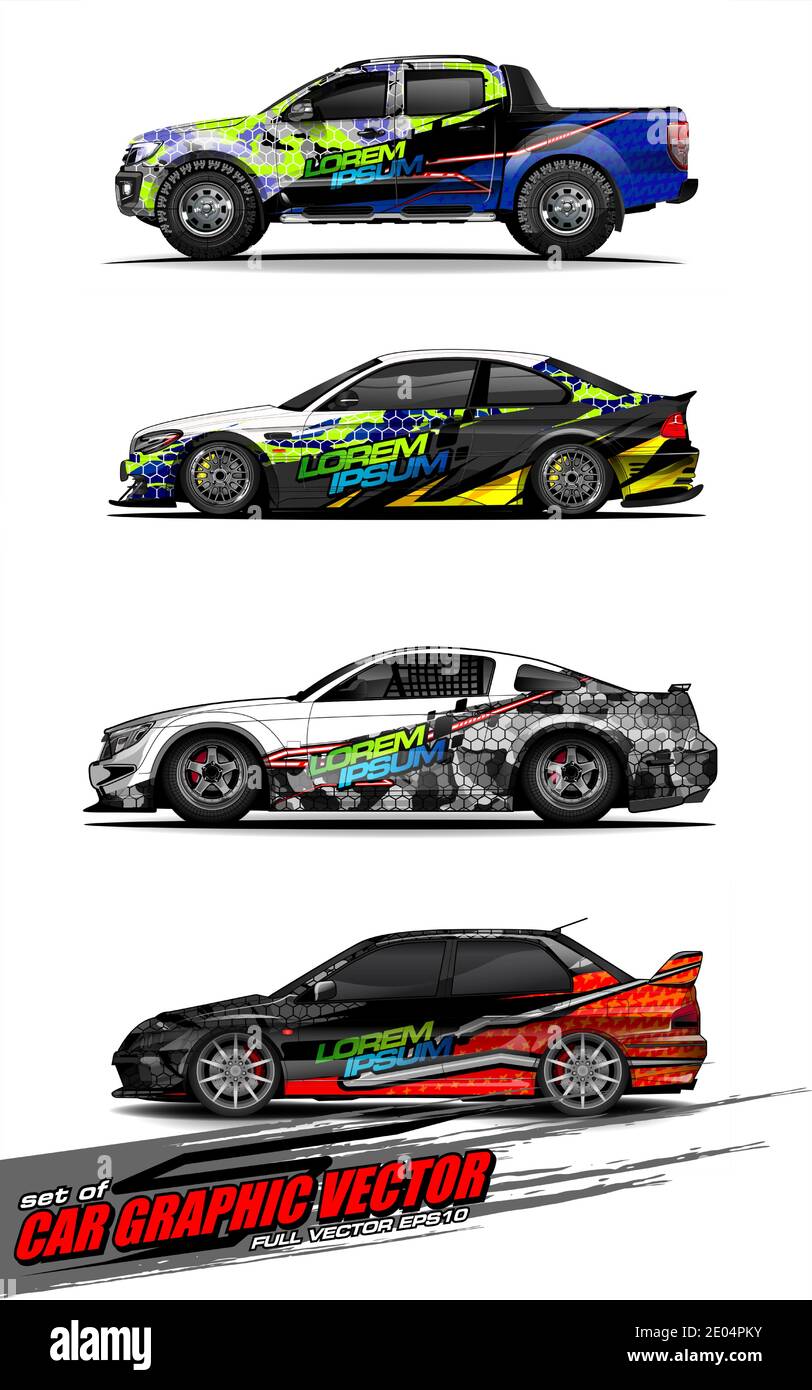 set of vehicle graphic kit vector. Modern abstract background for car ...