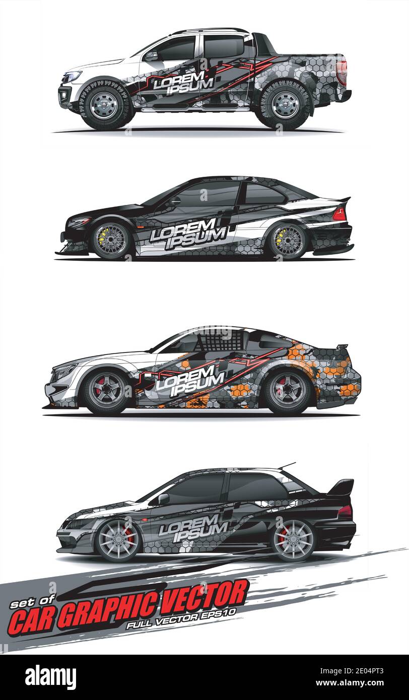 set of vehicle graphic kit vector. Modern abstract background for car ...