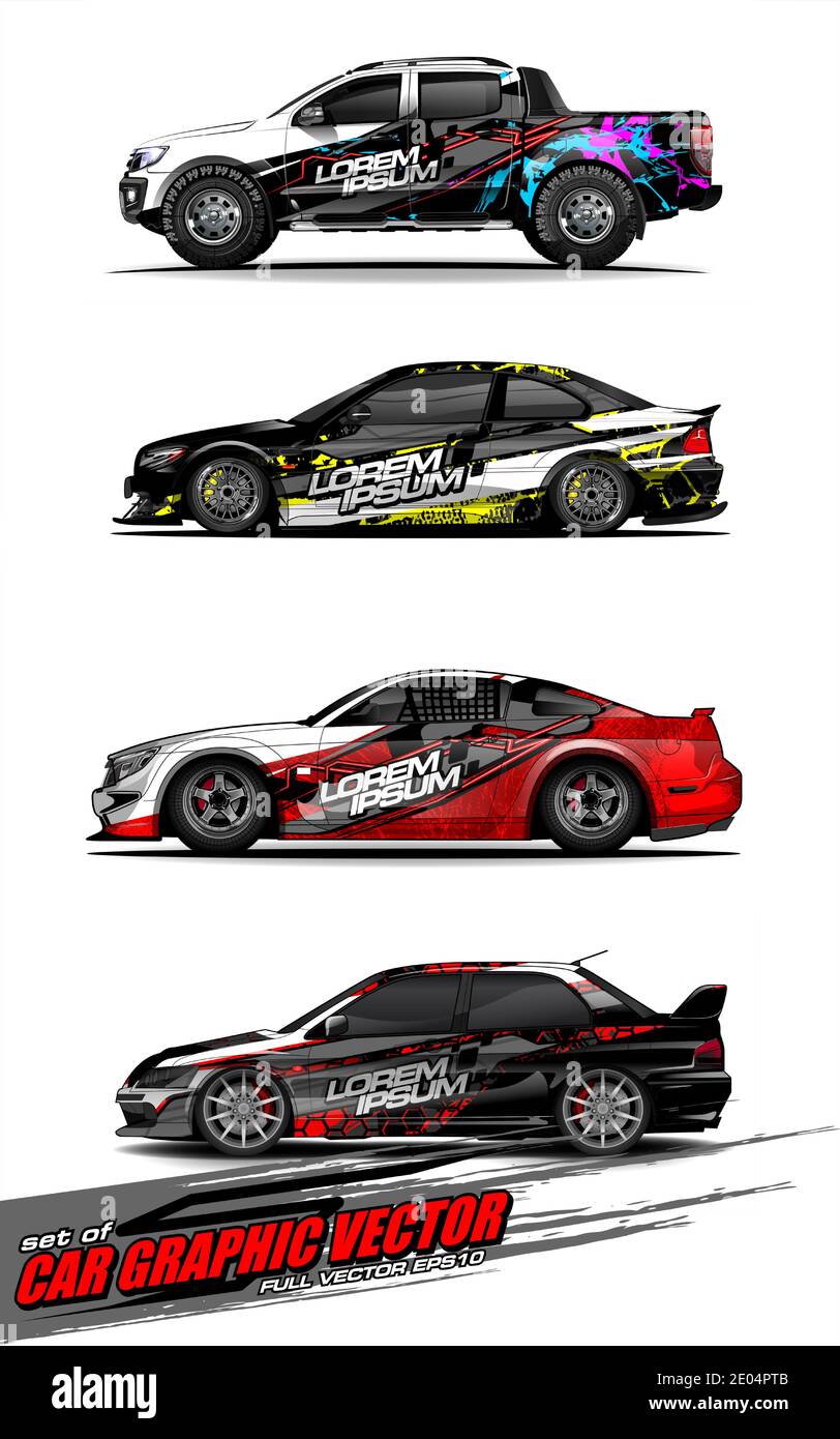 set of vehicle graphic kit vector. Modern abstract background for car ...