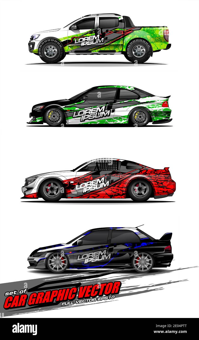 set of vehicle graphic kit vector. Modern abstract background for car ...