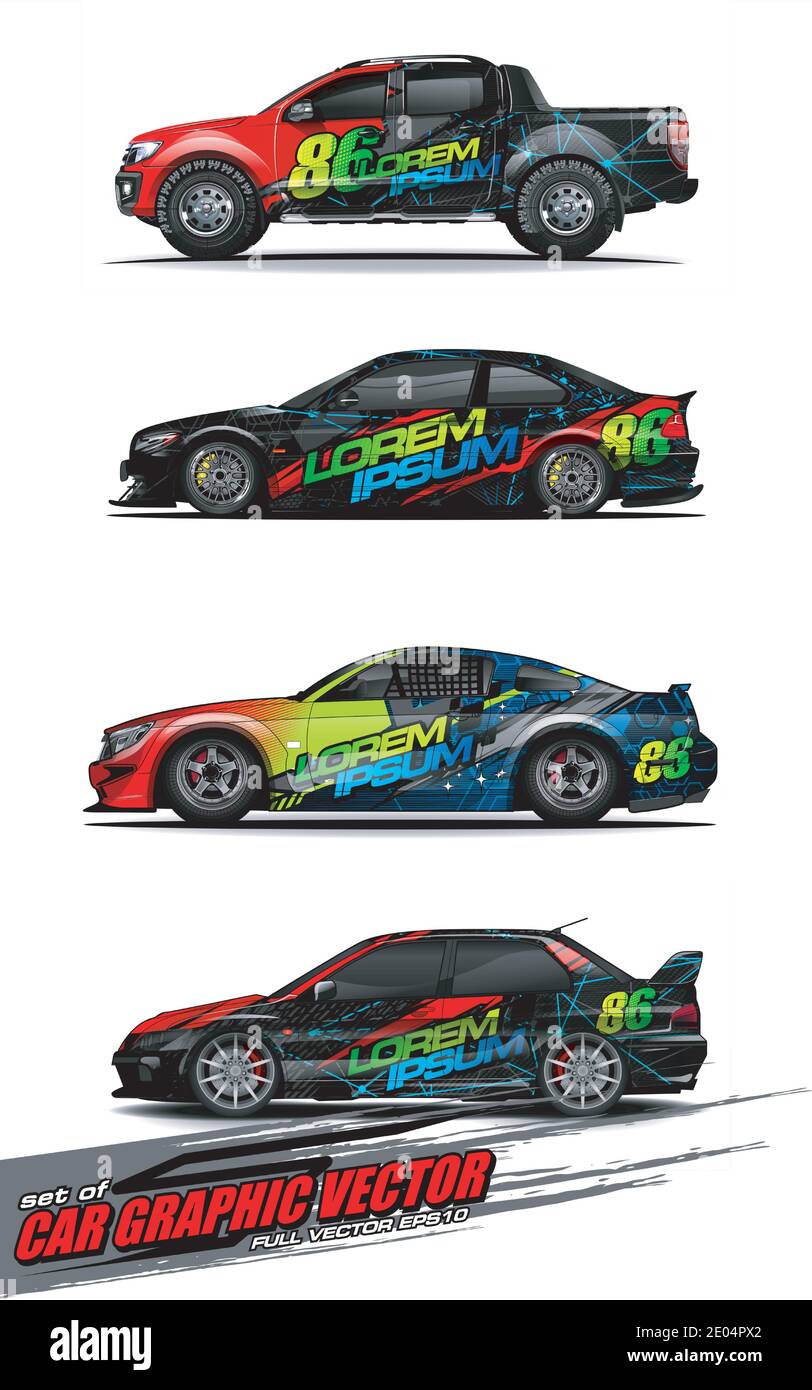 set of vehicle graphic kit vector. Modern abstract background for car ...