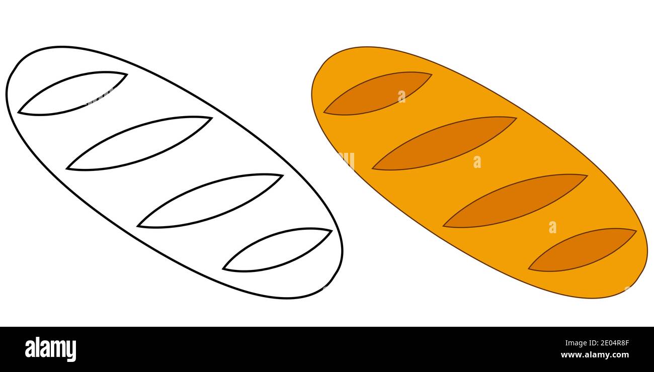Homemade oval bread loaf vector delicious bread loaf illustration Stock ...
