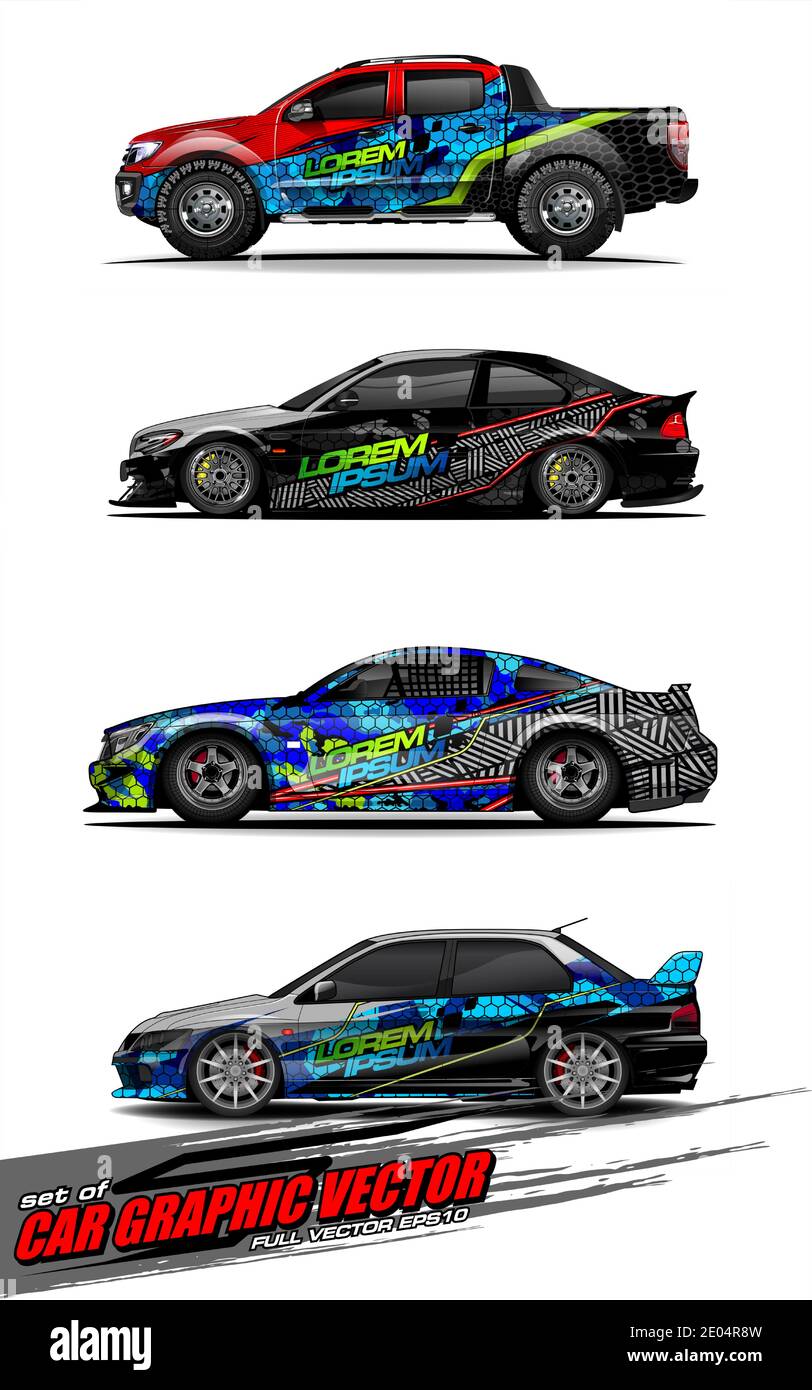 set of vehicle graphic kit vector. Modern abstract background for car ...