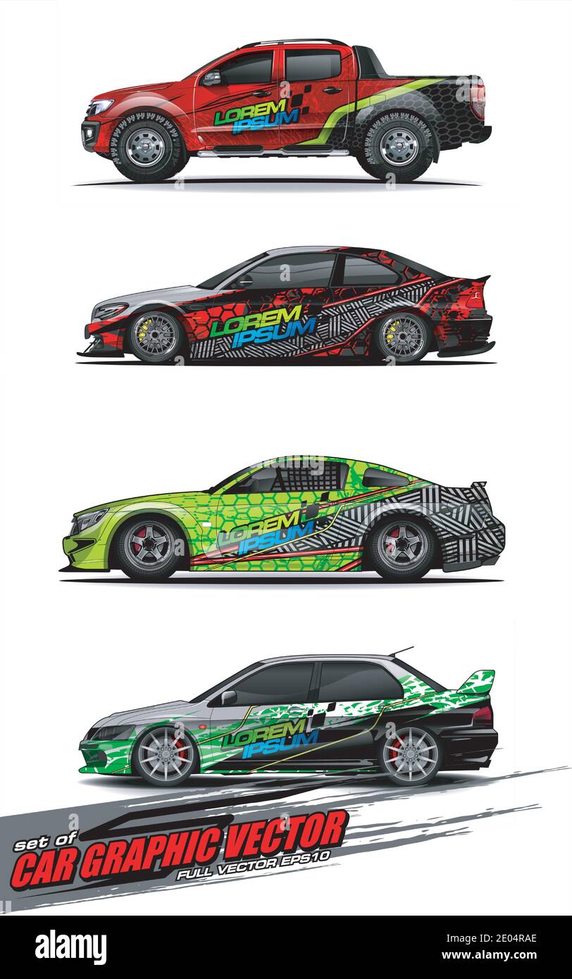 set of vehicle graphic kit vector. Modern abstract background for car ...