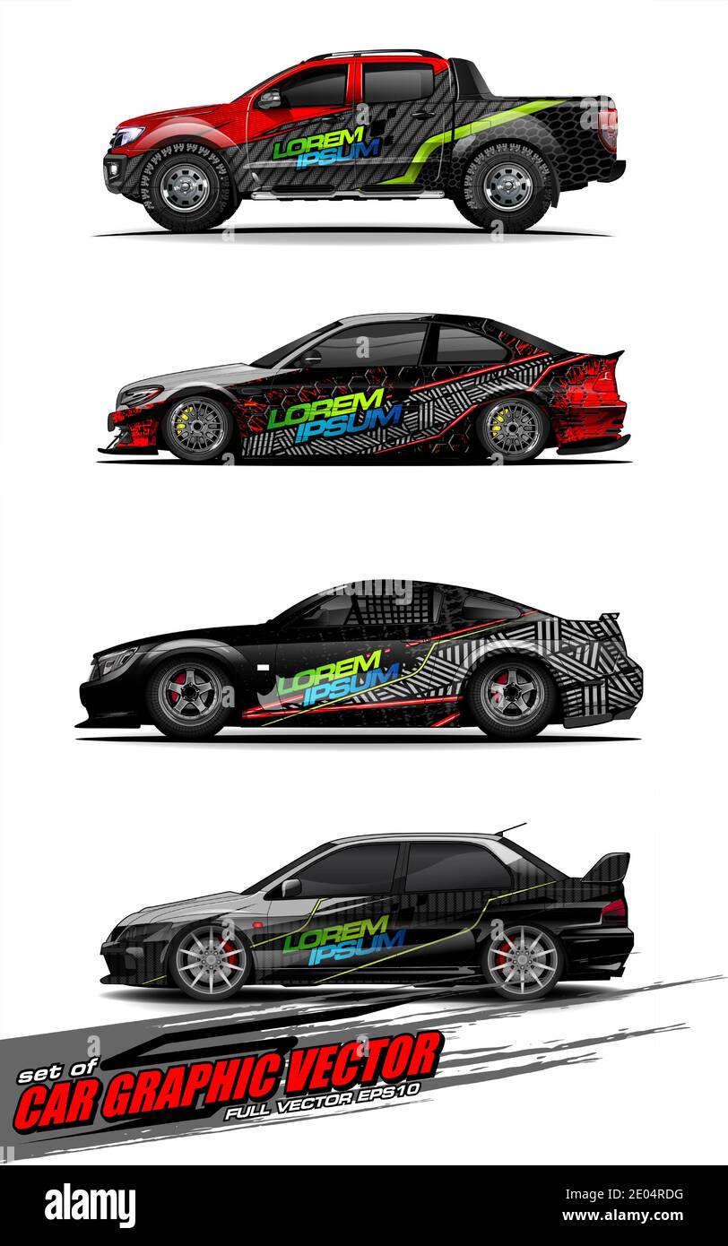 set of vehicle graphic kit vector. Modern abstract background for car ...