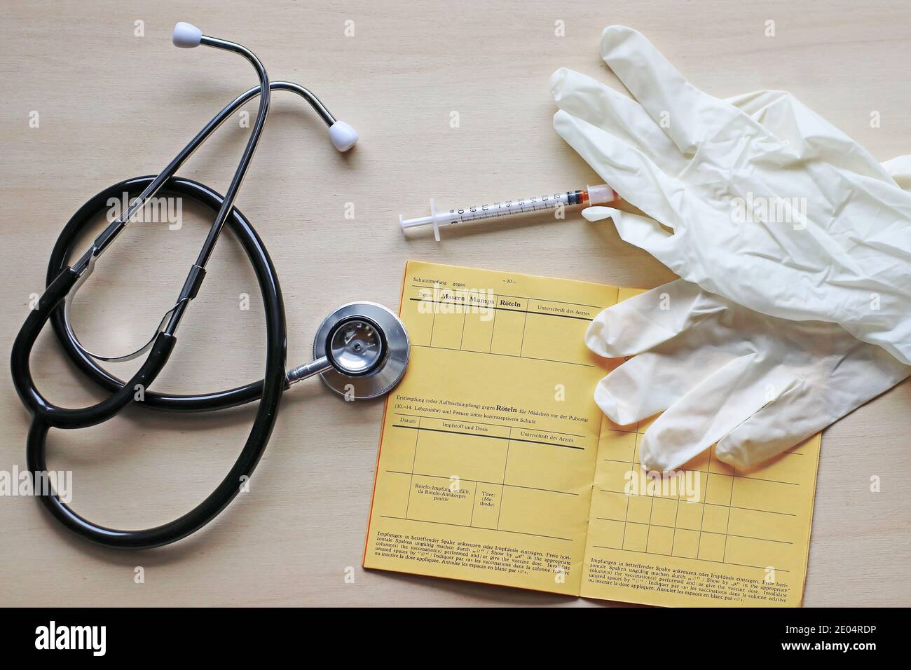 Vaccinations against measles, mumps and rubella with vaccination card ...