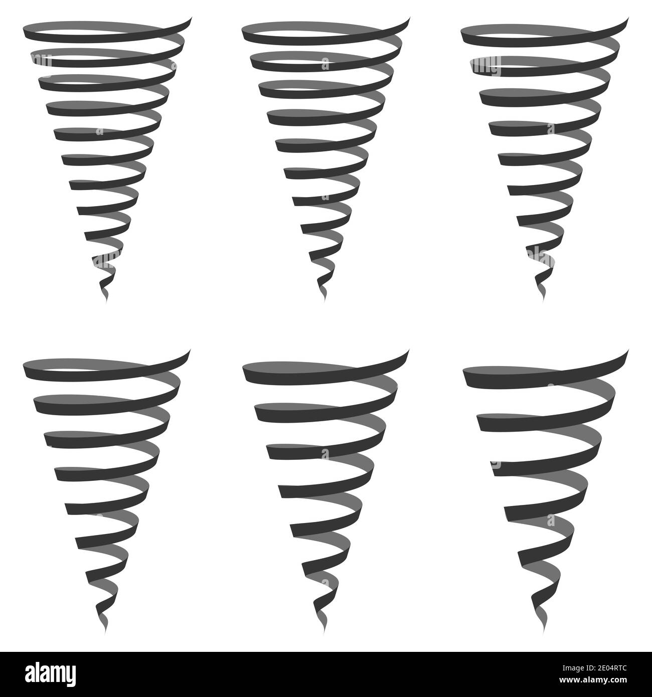 Set icon sign tornado, hurricane swirl, vector festive ribbon Twister ...