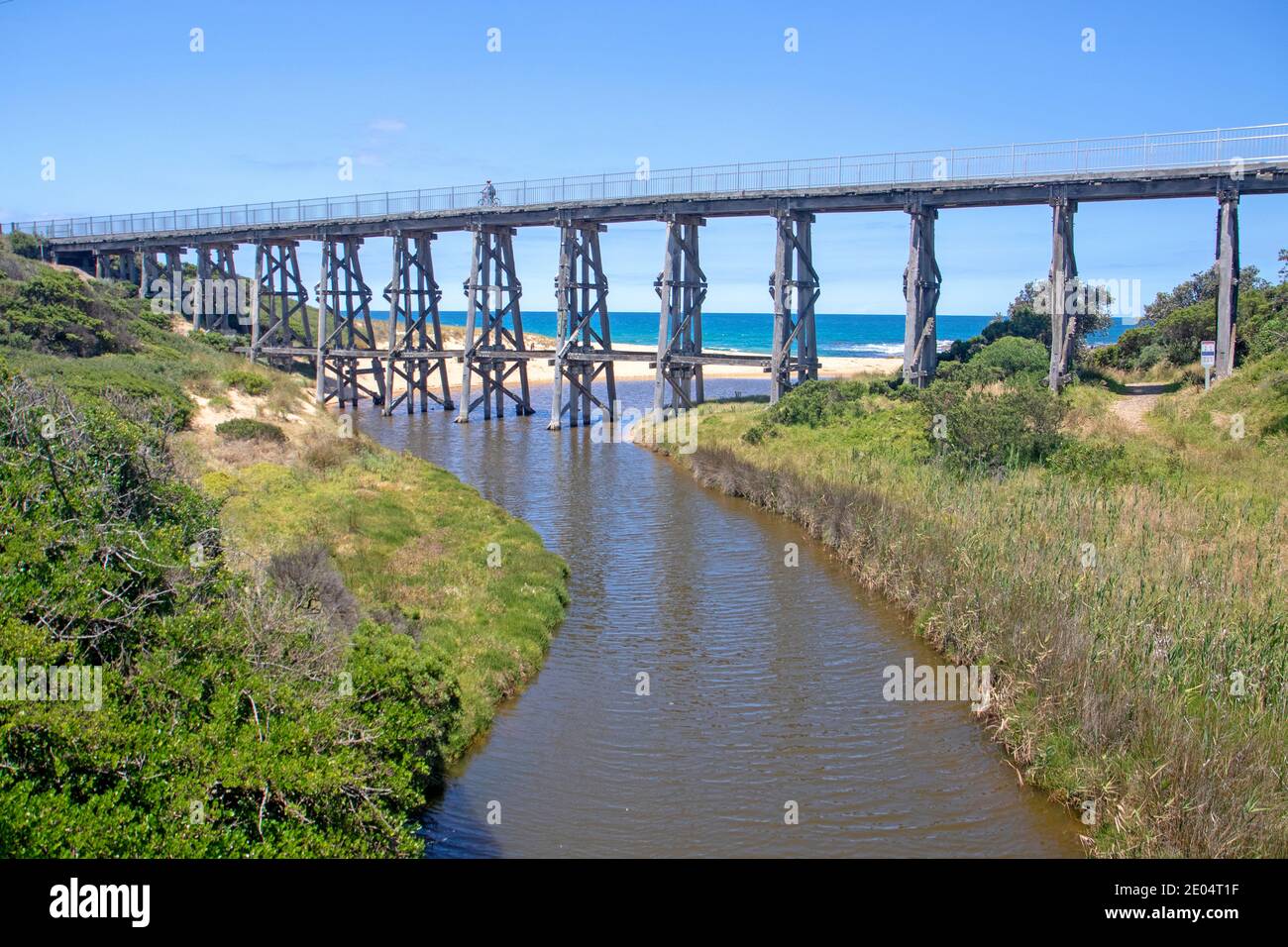 Old trestle bridge at Kilcunda on the Bass Coast Rail Trail Stock Photo ...