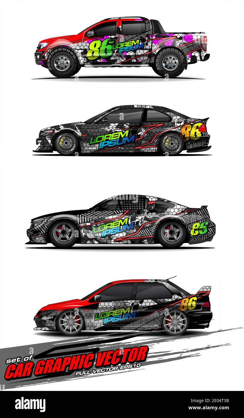 set of vehicle graphic kit vector. Modern abstract background for car ...