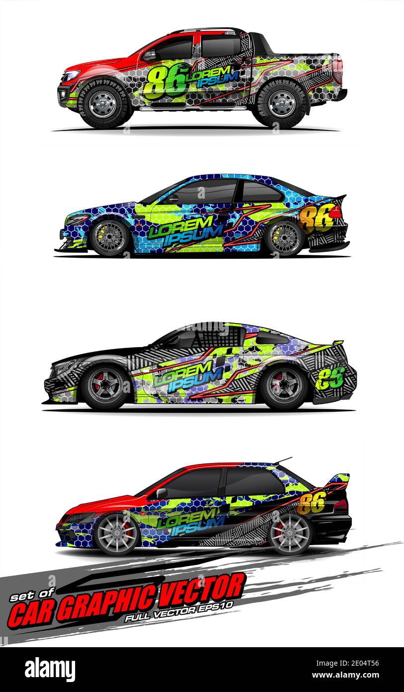 set of vehicle graphic kit vector. Modern abstract background for car ...
