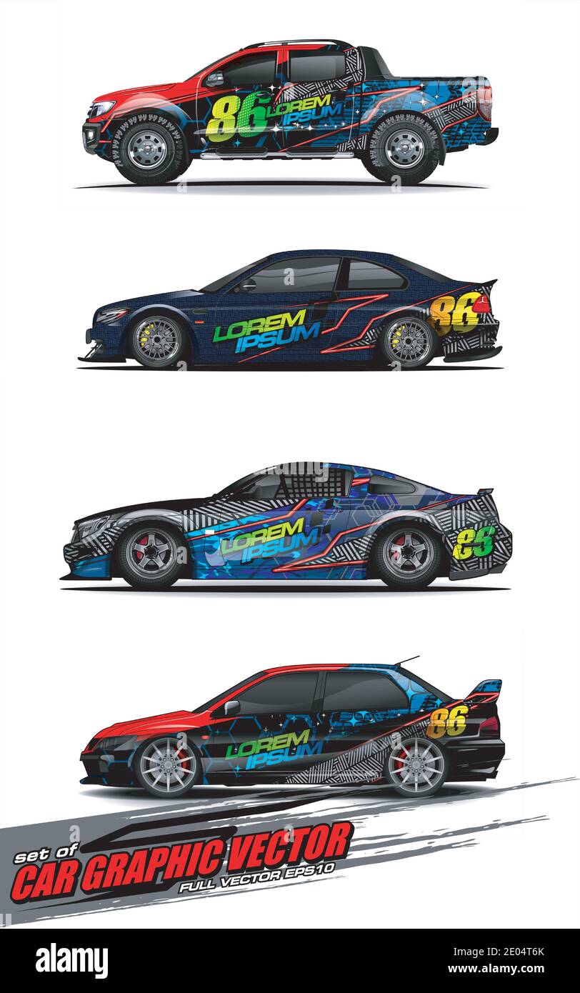 set of vehicle graphic kit vector. Modern abstract background for car ...