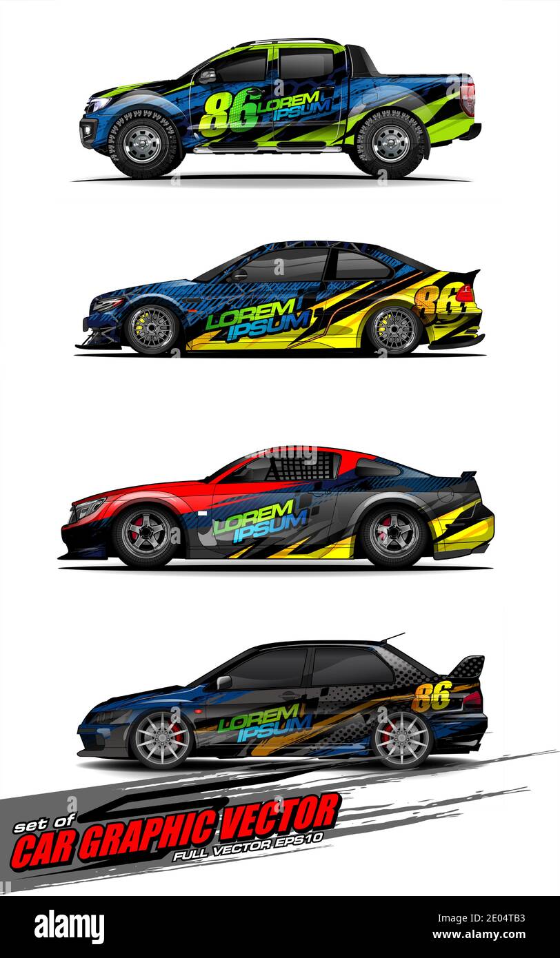 set of vehicle graphic kit vector. Modern abstract background for car ...