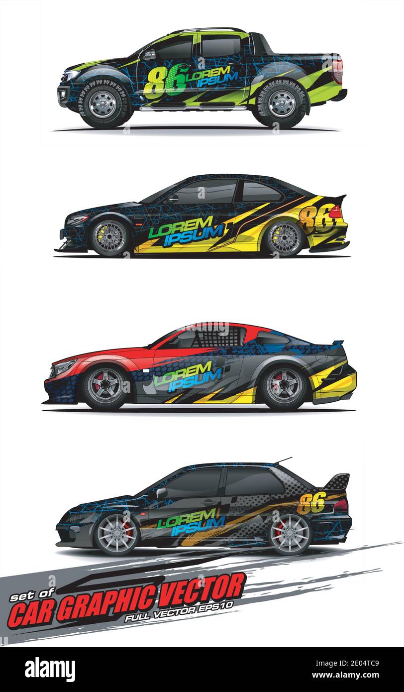 set of vehicle graphic kit vector. Modern abstract background for car ...