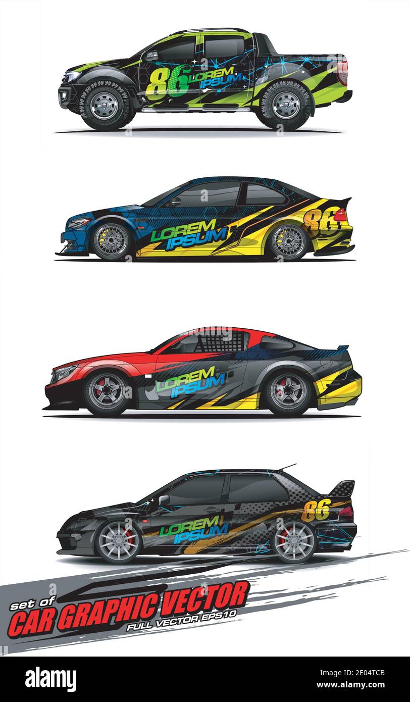 set of vehicle graphic kit vector. Modern abstract background for car ...