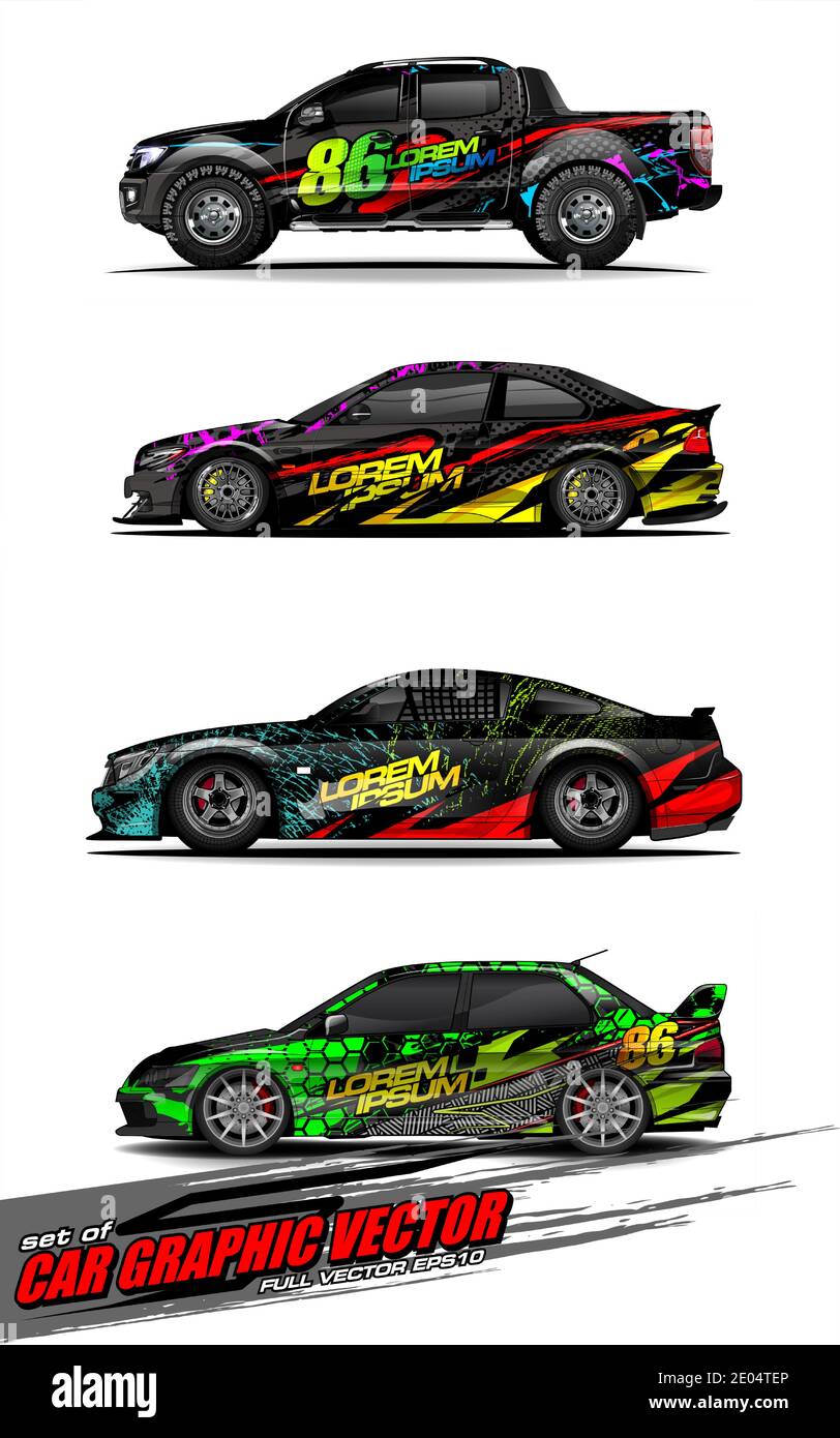 set of vehicle graphic kit vector. Modern abstract background for car ...