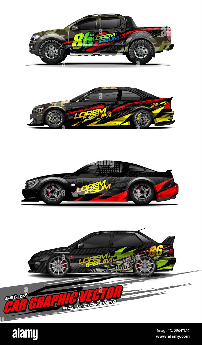 set of vehicle graphic kit vector. Modern abstract background for car ...