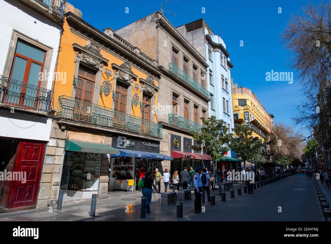 Historic buildings on Avenida 16 de Septiembre Street near Calle de ...