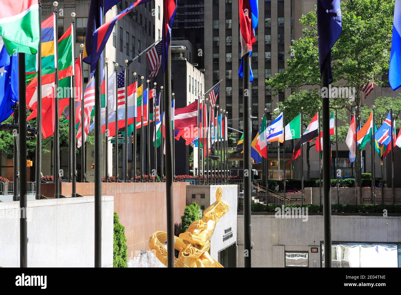 National Flags, Rockefeller Plaza, Rockefeller Center, Midtown, Manhattan, New York City, New ...