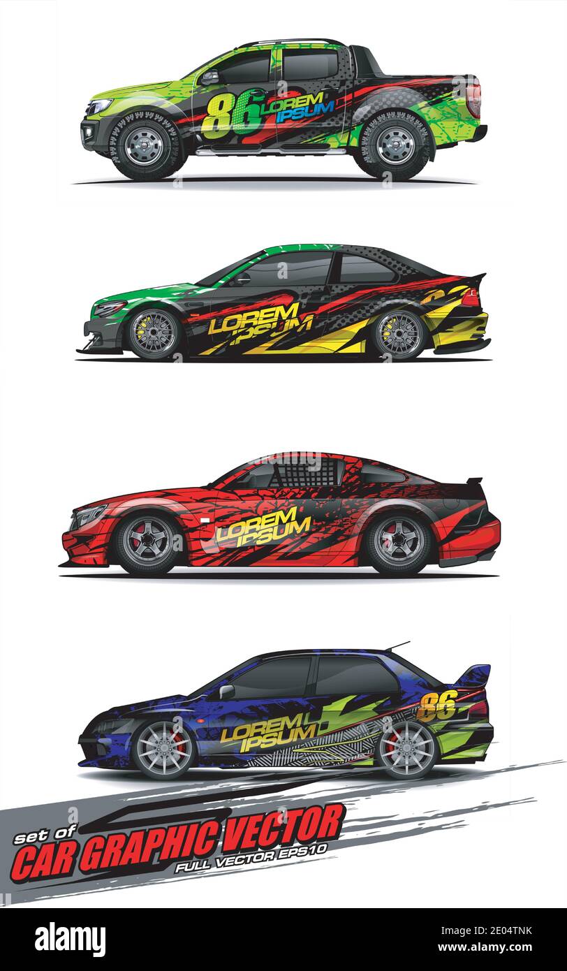 set of vehicle graphic kit vector. Modern abstract background for car ...