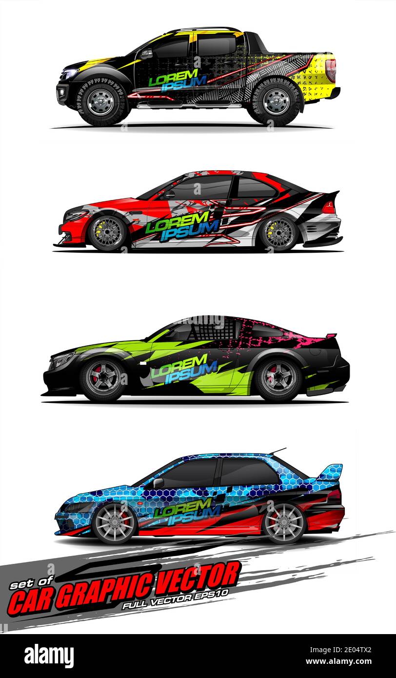 set of vehicle graphic kit vector. Modern abstract background for car ...
