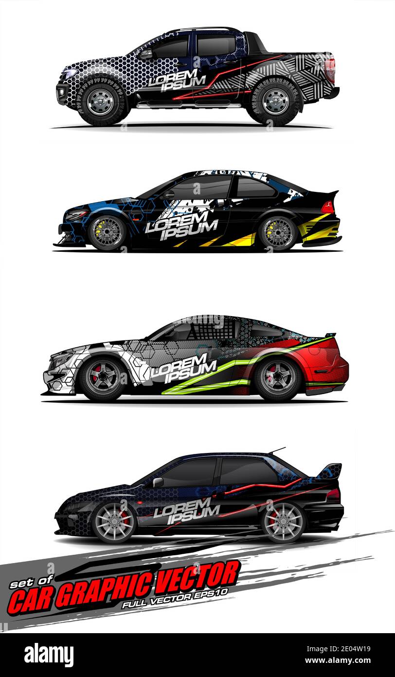 set of vehicle graphic kit vector. Modern abstract background for car ...