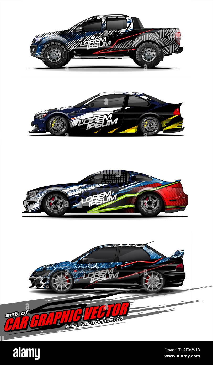 set of vehicle graphic kit vector. Modern abstract background for car ...