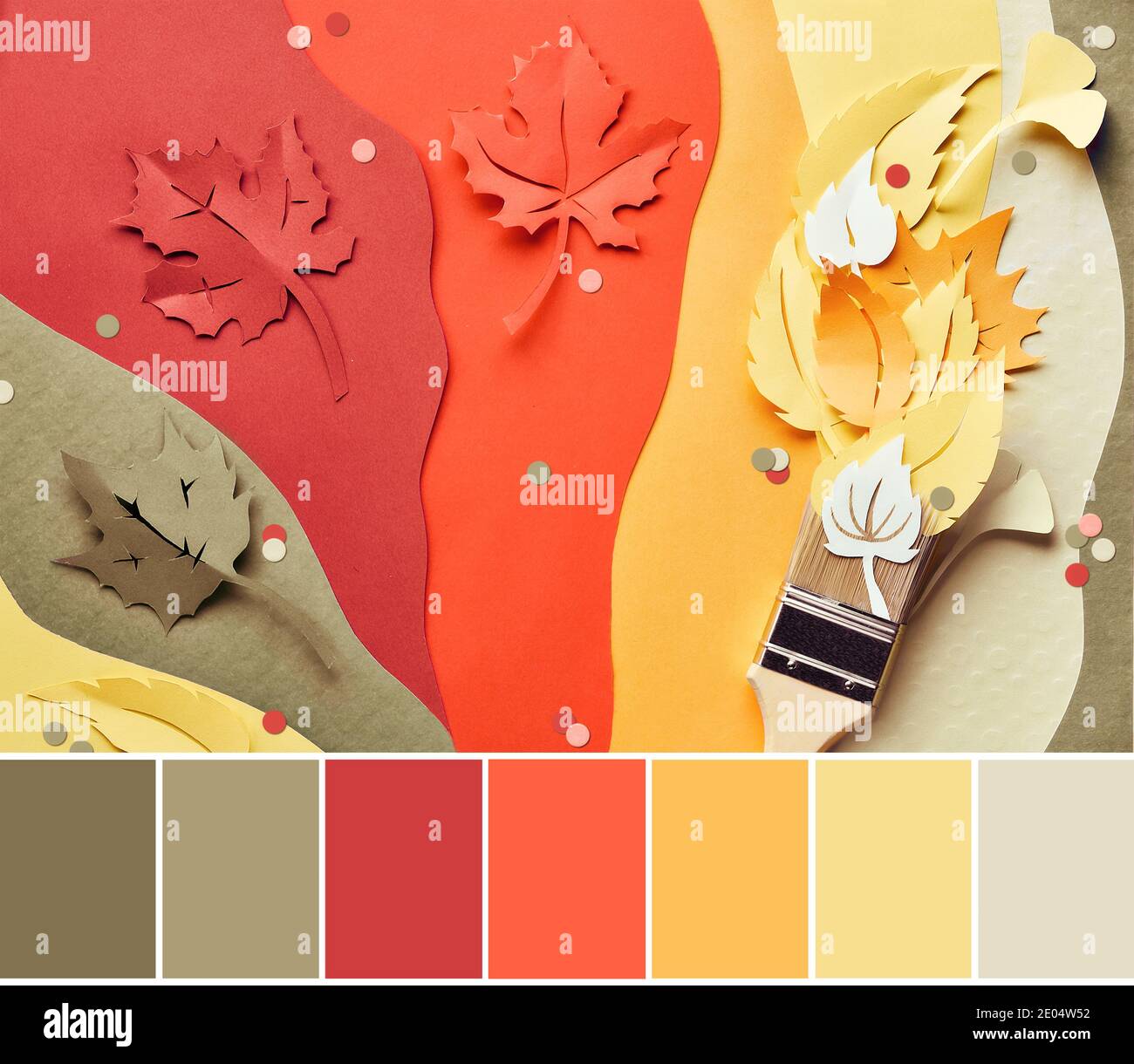 Color matching palette from paper art, creative arrangement with cut ...