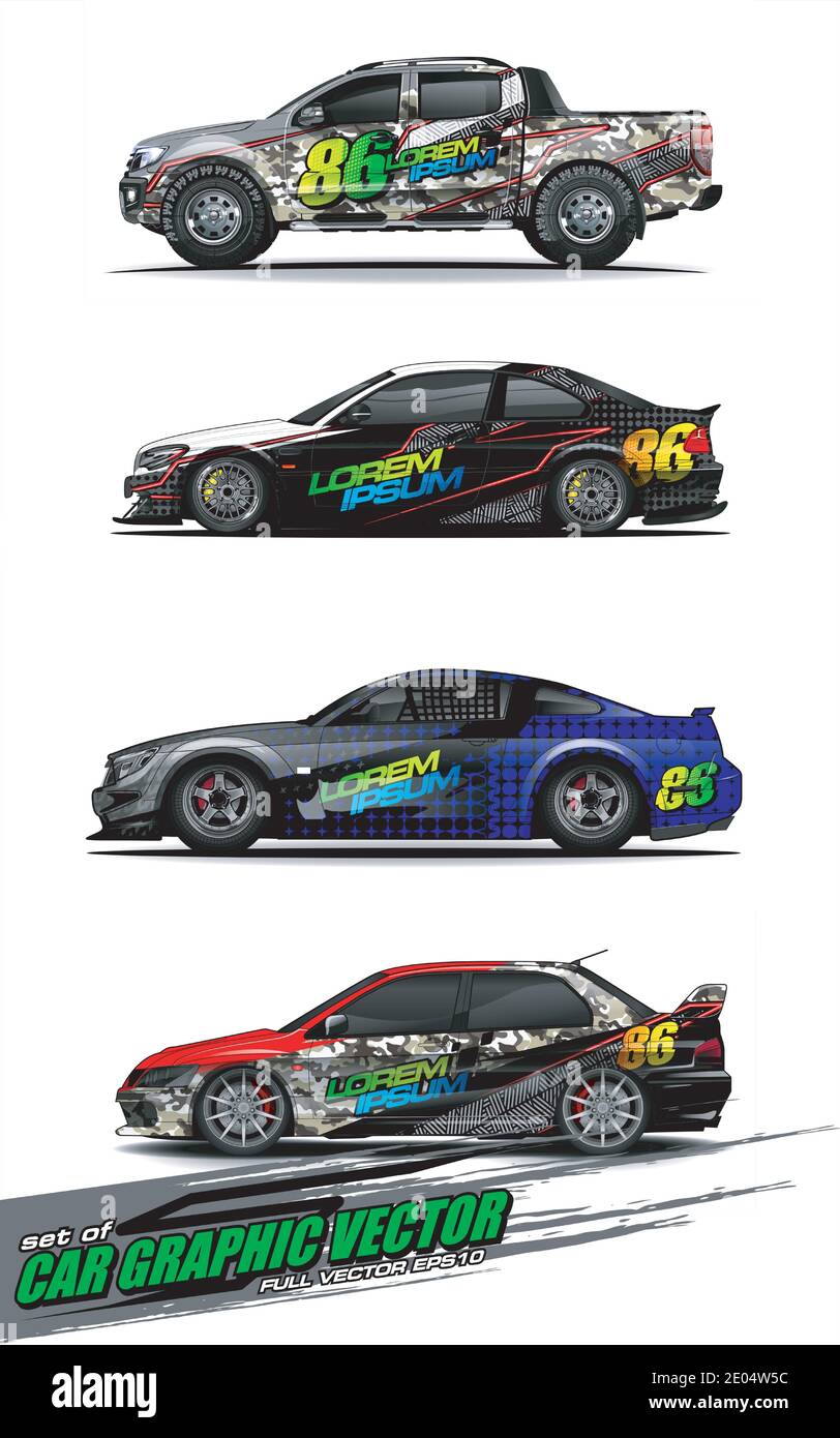 set of vehicle graphic kit vector. Modern abstract background for car ...