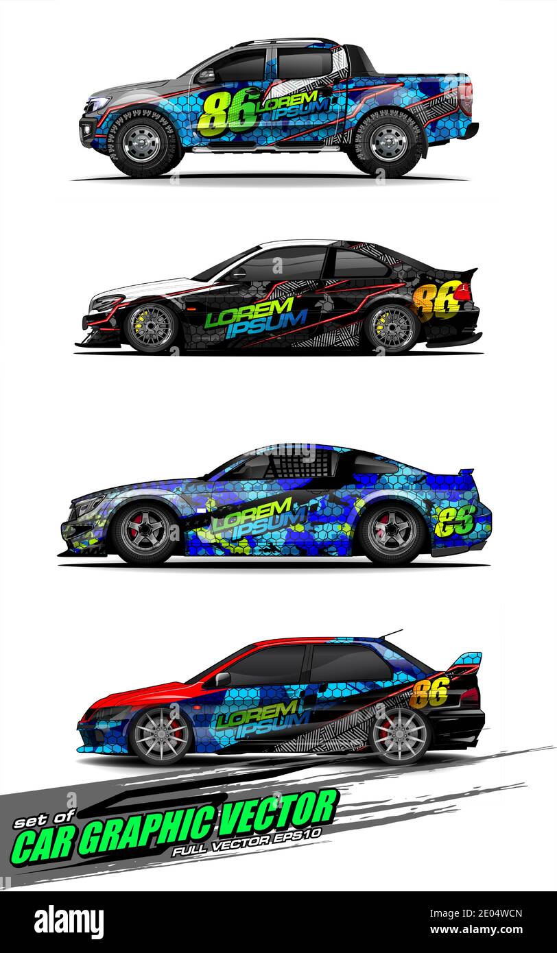 set of vehicle graphic kit vector. Modern abstract background for car ...
