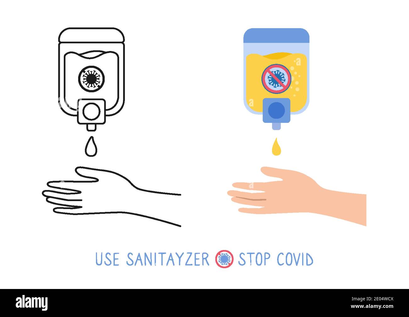 Use soap antibacterial, antiviral sanitizer wall, preventive cartoon ...