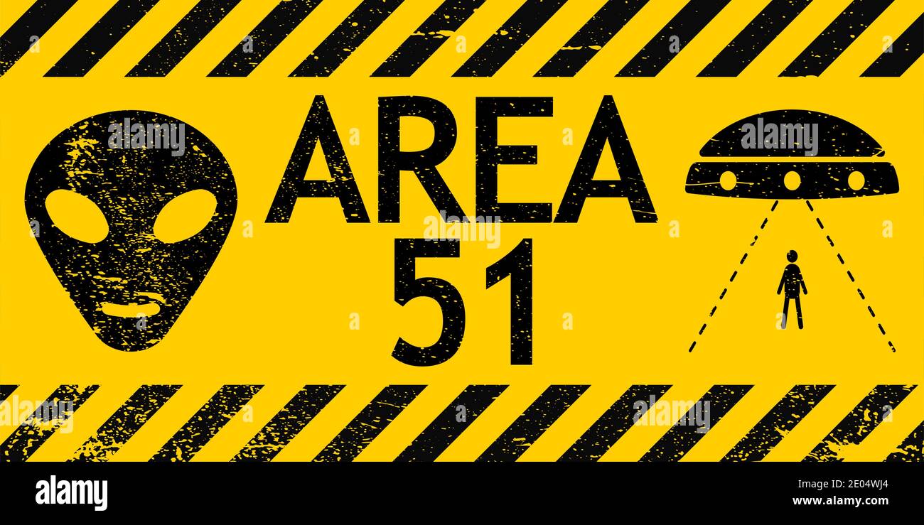 Grunge sign zone area 51 Nevada UFO vector sign warning of alien ...