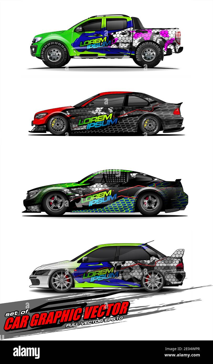 set of vehicle graphic kit vector. Modern abstract background for car ...