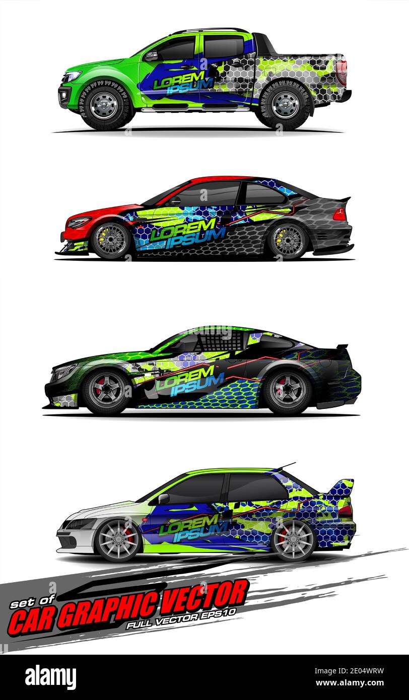 set of vehicle graphic kit vector. Modern abstract background for car ...