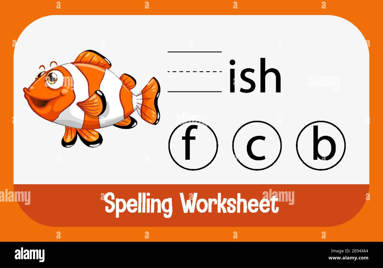 Find missing letter with fish illustration Stock Vector Image & Art - Alamy