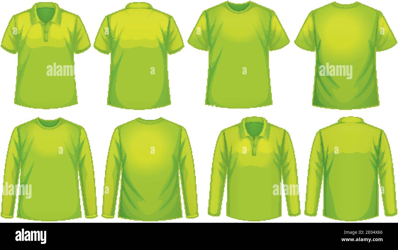 Set of different types of shirt in same color illustration Stock Vector ...