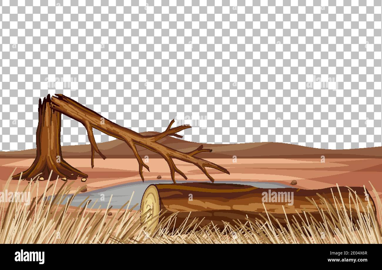 Dry land landscape on transparent background illustration Stock Vector ...