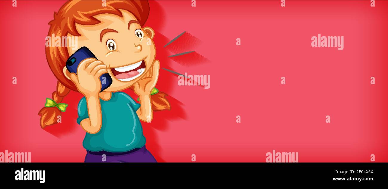Cute girl talking on the phone cartoon character isolated illustration ...