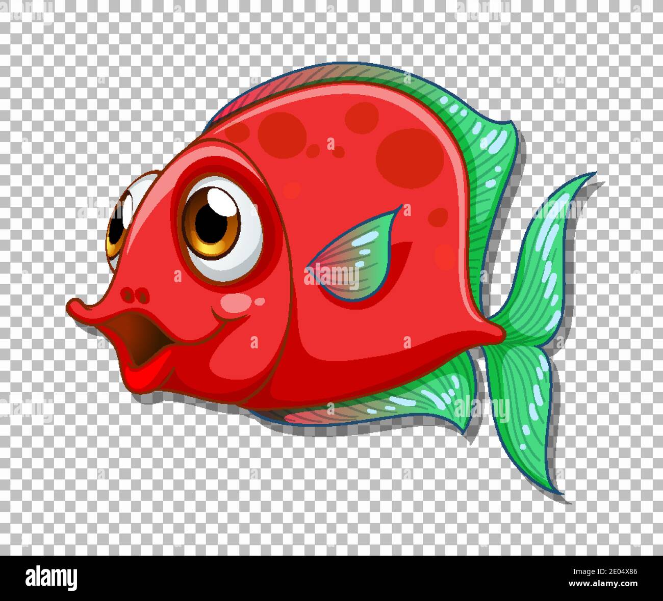 Red exotic fish cartoon character on transparent background ...