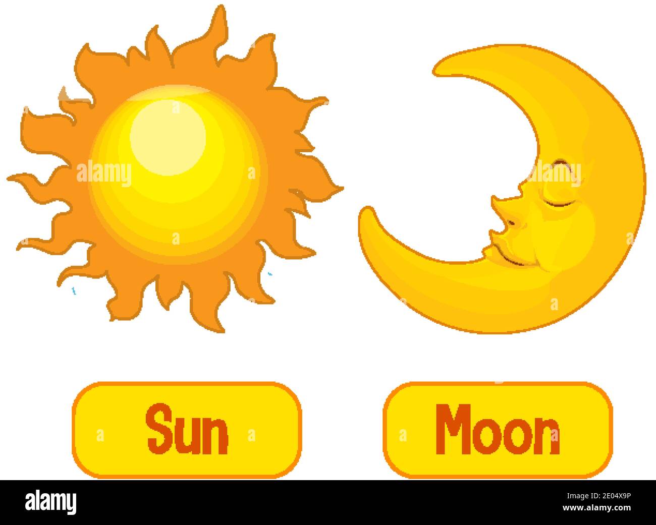 Opposite words with sun and moon illustration Stock Vector Image & Art ...