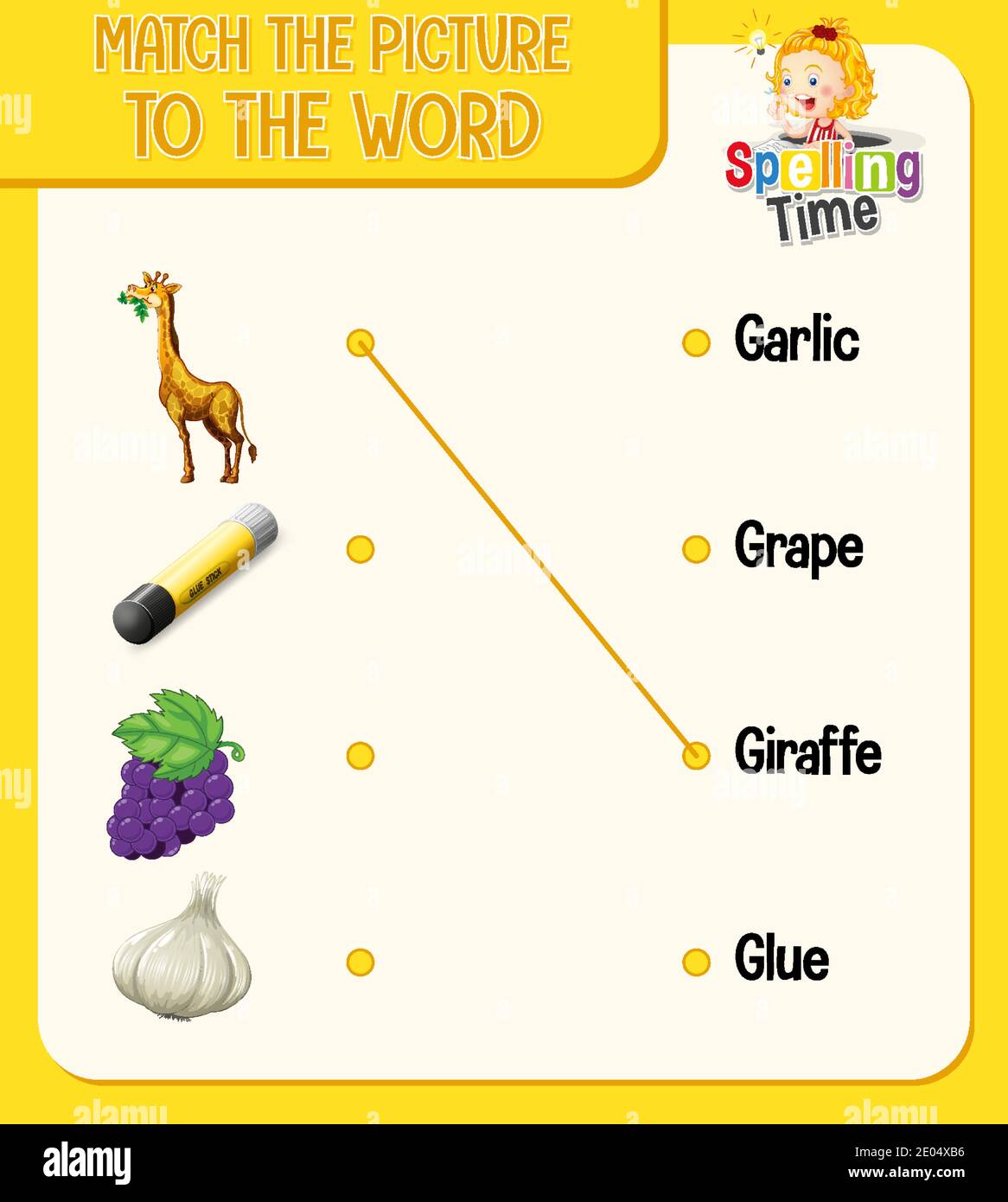 Match the picture to the word worksheet for children illustration Stock ...