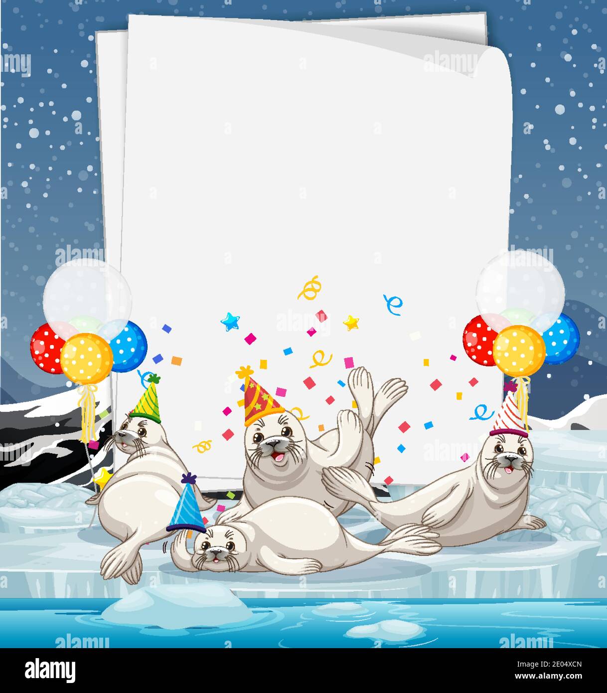 Paper template with cute animals in party theme illustration Stock ...