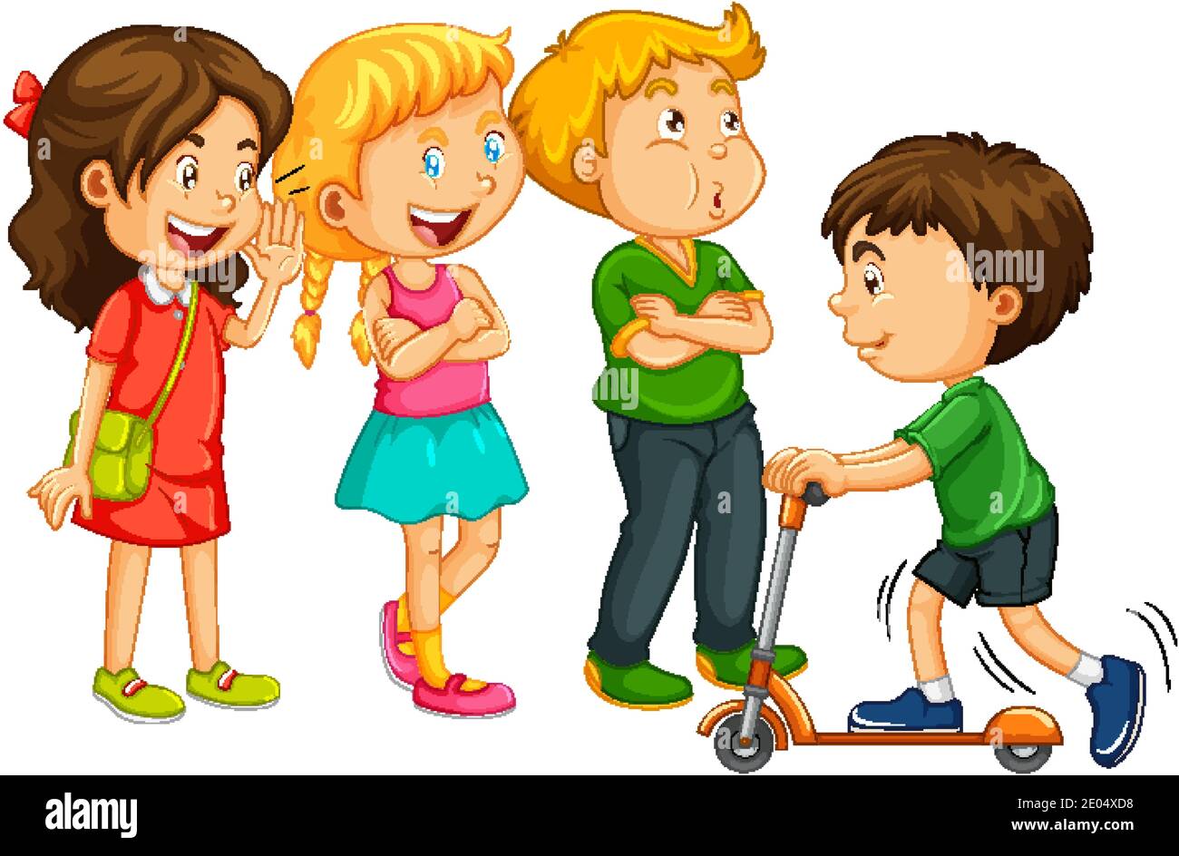 Group of young children cartoon character on white background ...