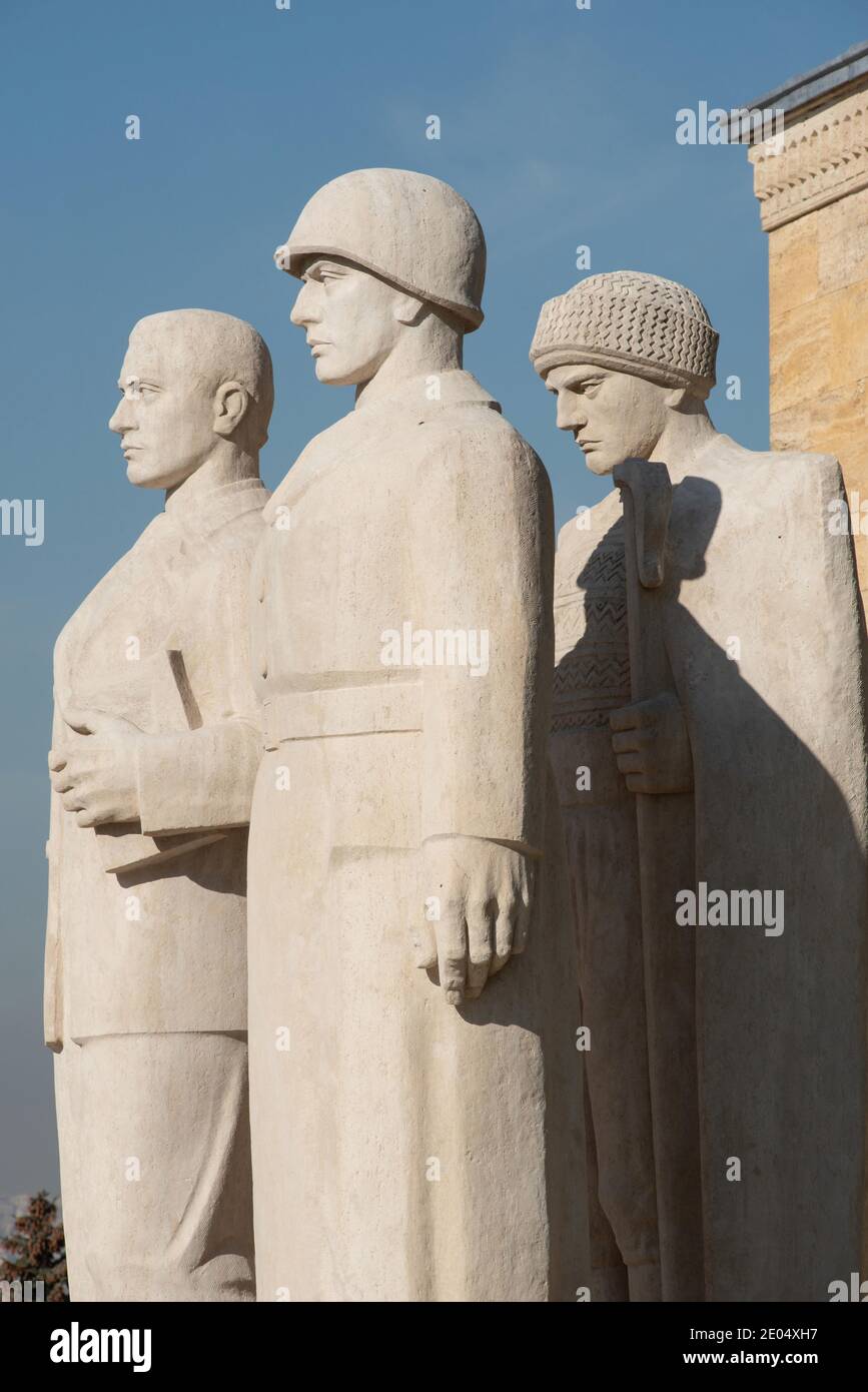 Ankara, Turkey. 24th Nov, 2020. Soldier Statues at the entrance of Road ...