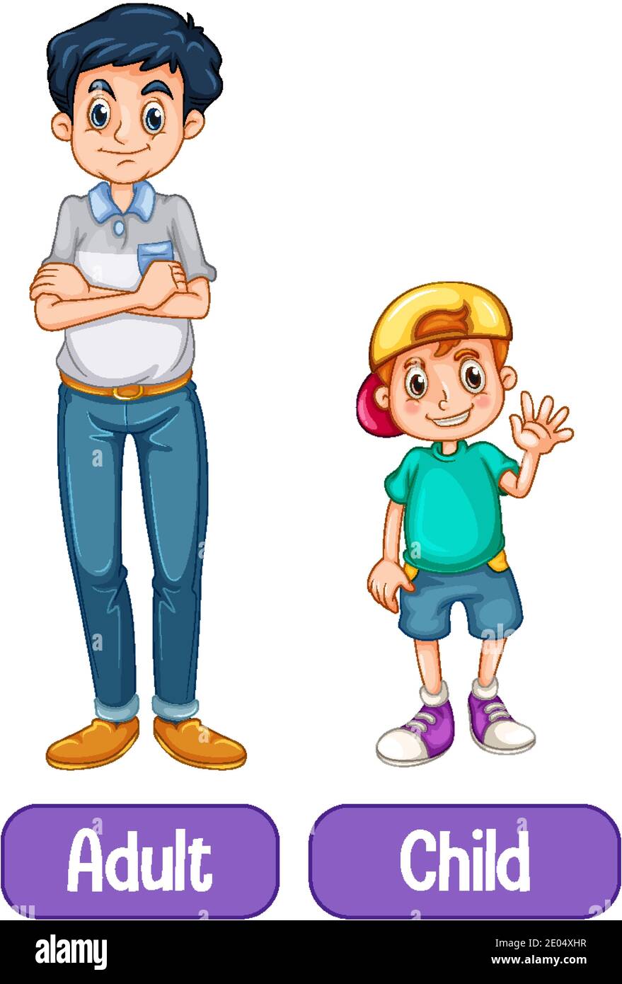 Opposite words with adult and child illustration Stock Vector Image ...