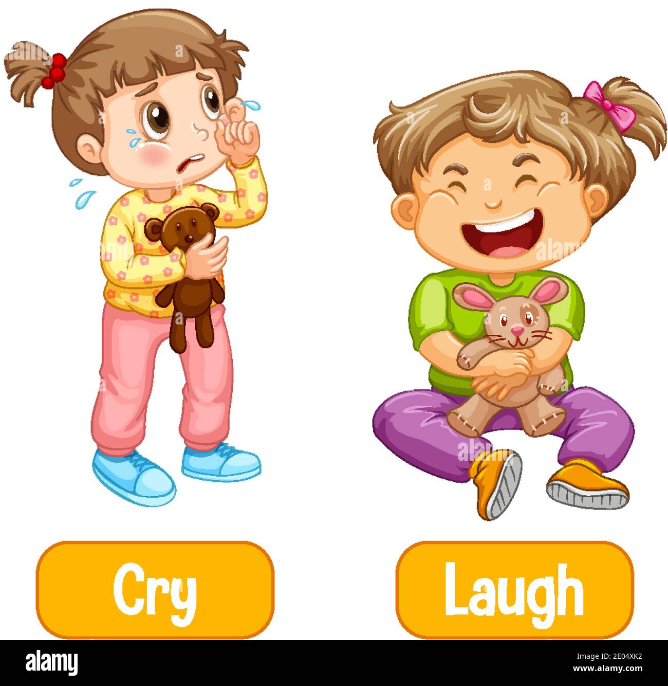 Opposite words with cry and laugh illustration Stock Vector Image & Art ...