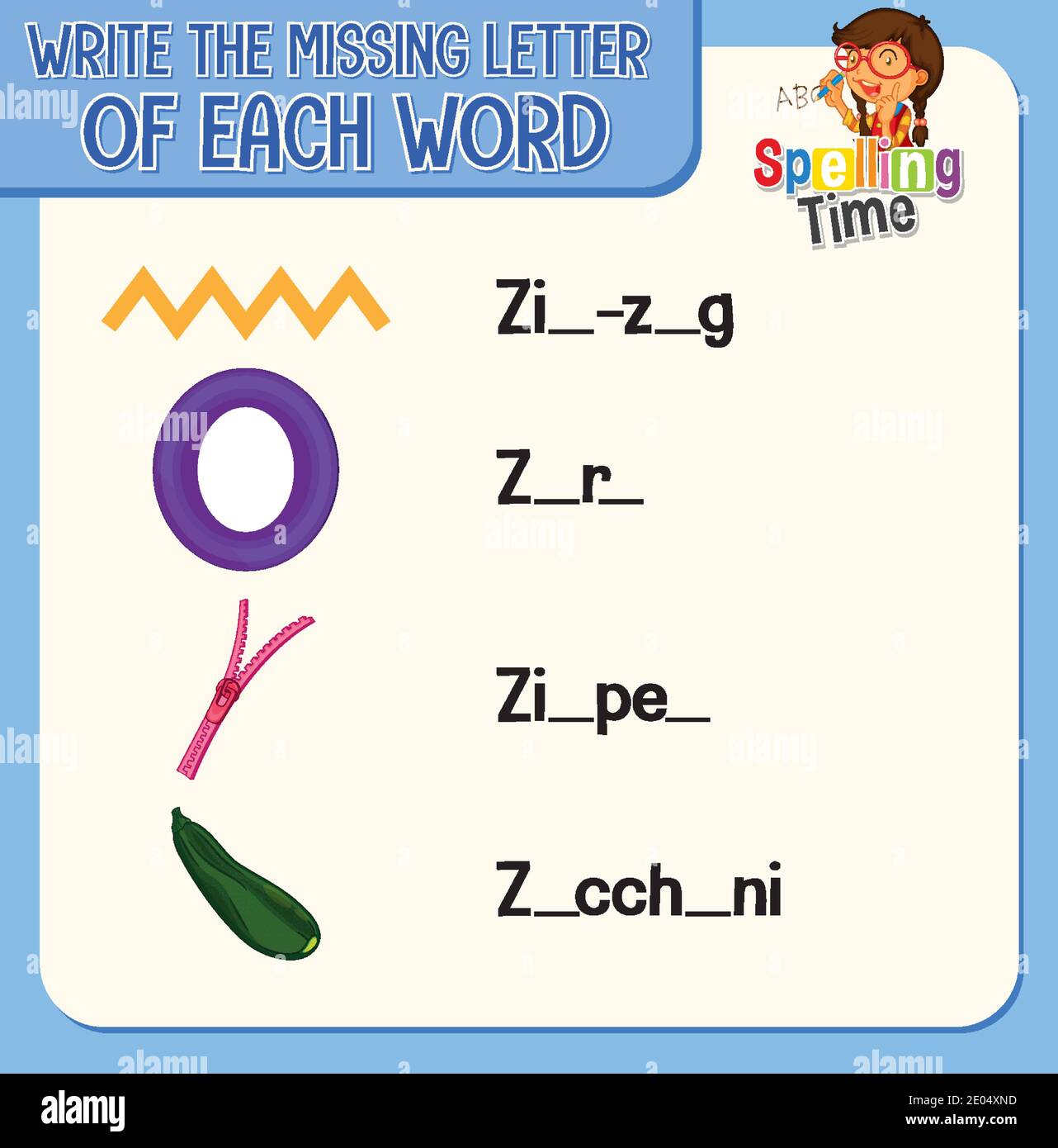 Write the missing letter of each word worksheet for children ...