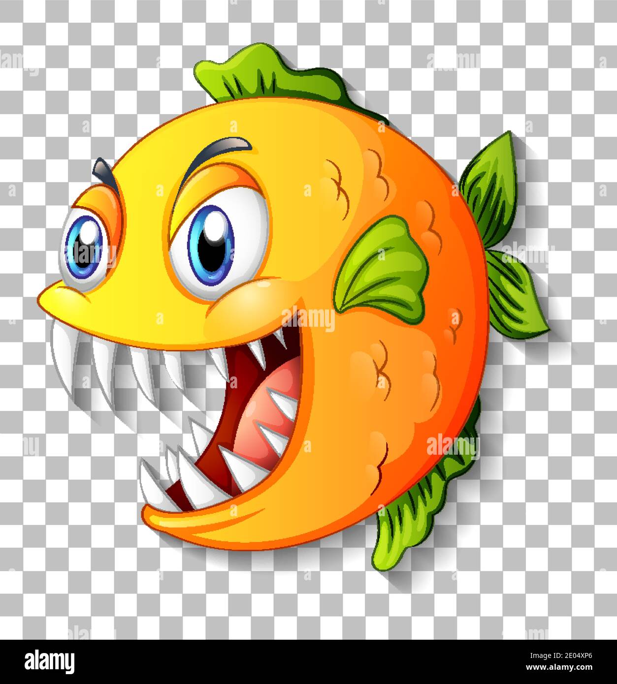 Exotic fish with big eyes cartoon character on transparent background ...